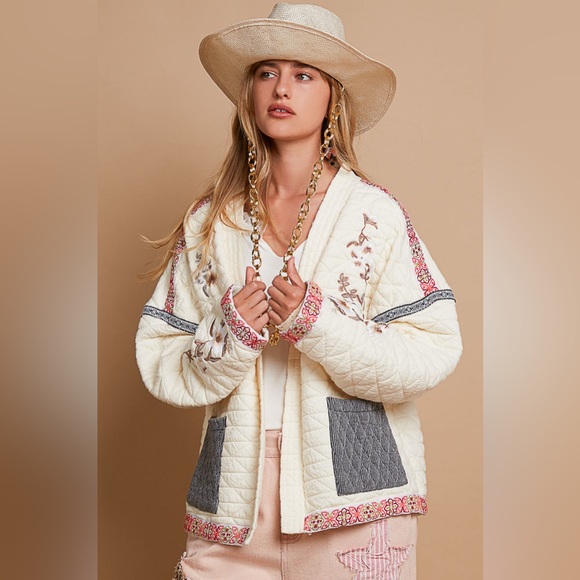 POL | Jackets & Coats | 432 Pol Coat Jacket Womens Quilted Embroidered ...